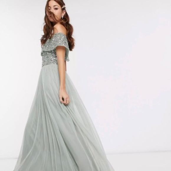 ASOS | Dresses | Asos Silver Maya Gown Sz 8 | Poshmark